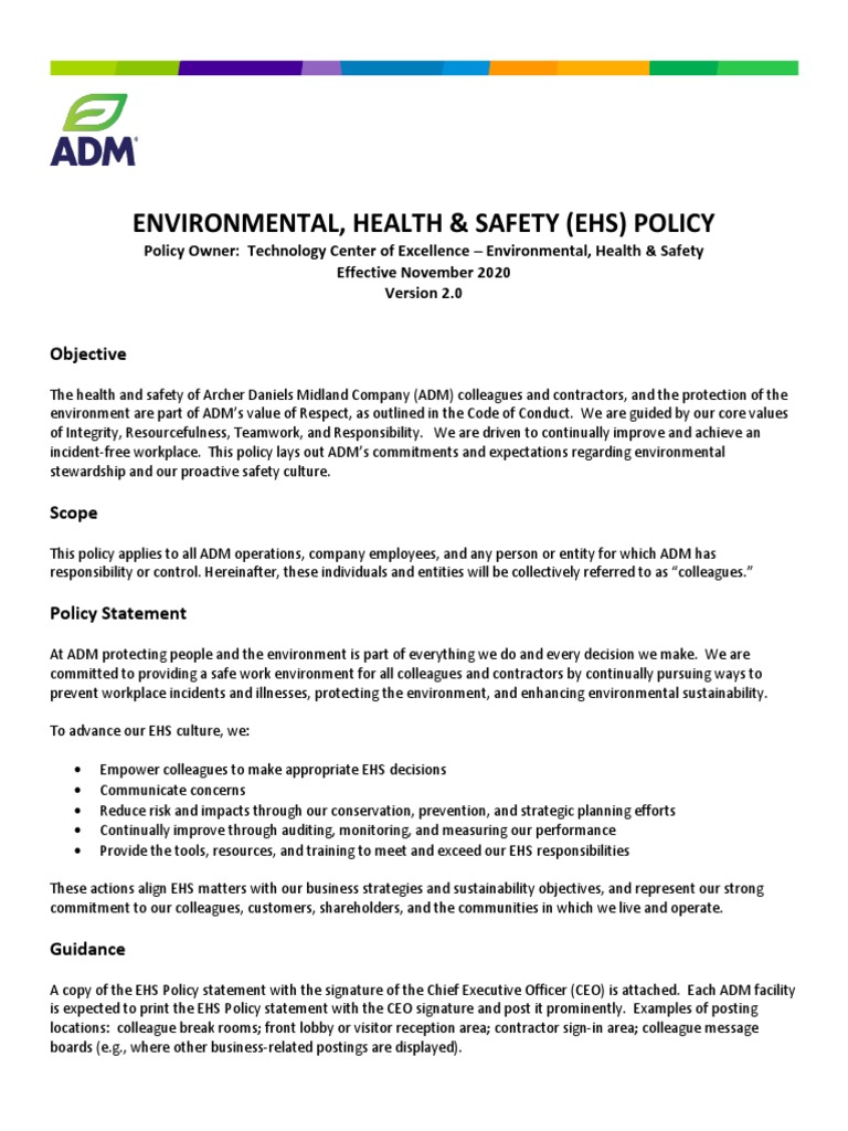 EHS Policy | PDF