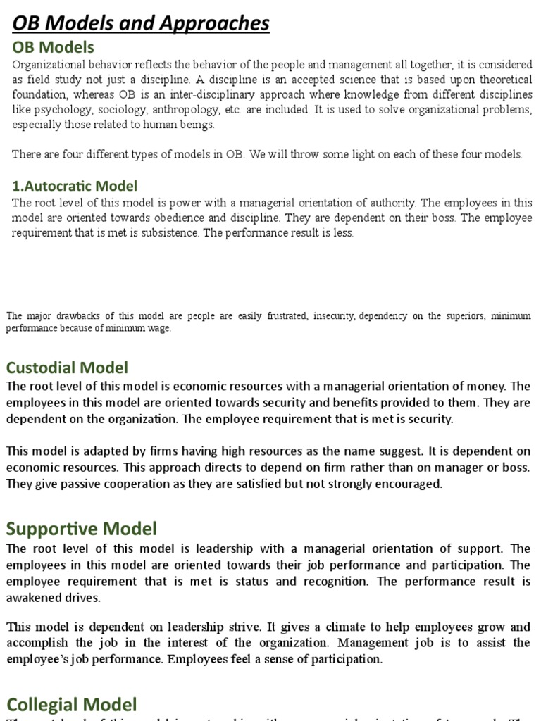 4-OB Models and Approaches | PDF