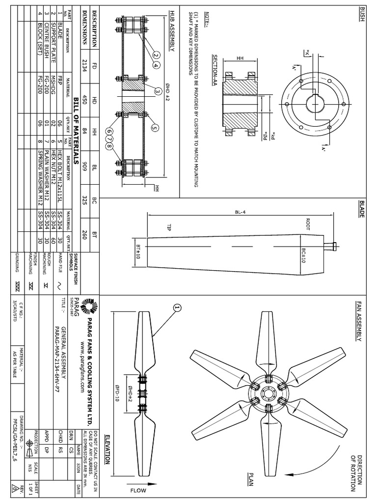 7' Diameter Fan Ga Drawing | PDF