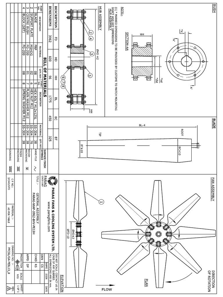 13' Diameter Fan Ga Drawing | PDF