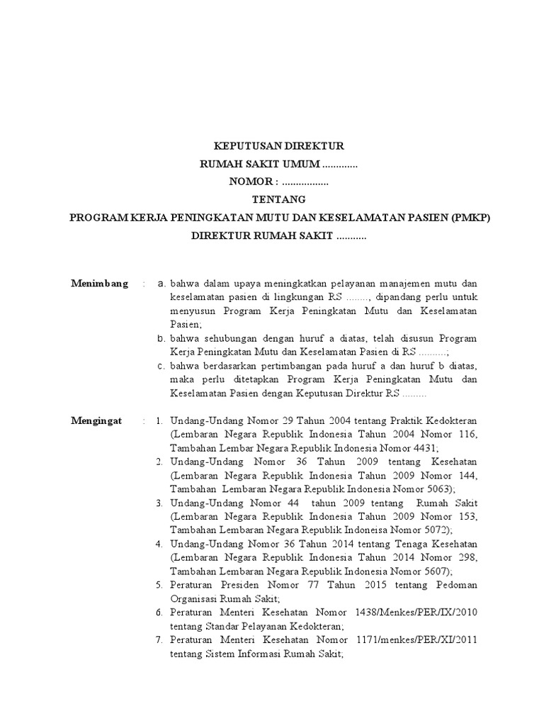 Program Kerja Keselamatan Pasien RS | PDF | Teknologi & Rekayasa