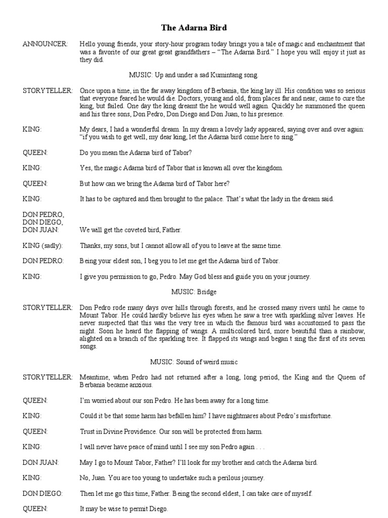 The Adarna Bird Script | PDF