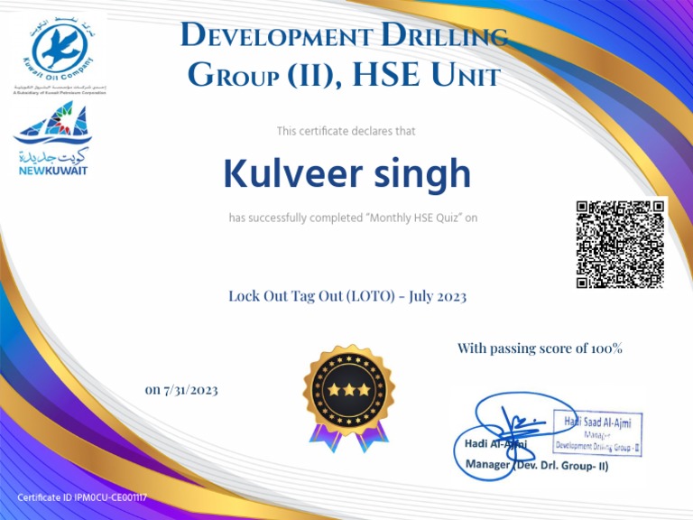 LOTO Certification Completion Certificate | PDF
