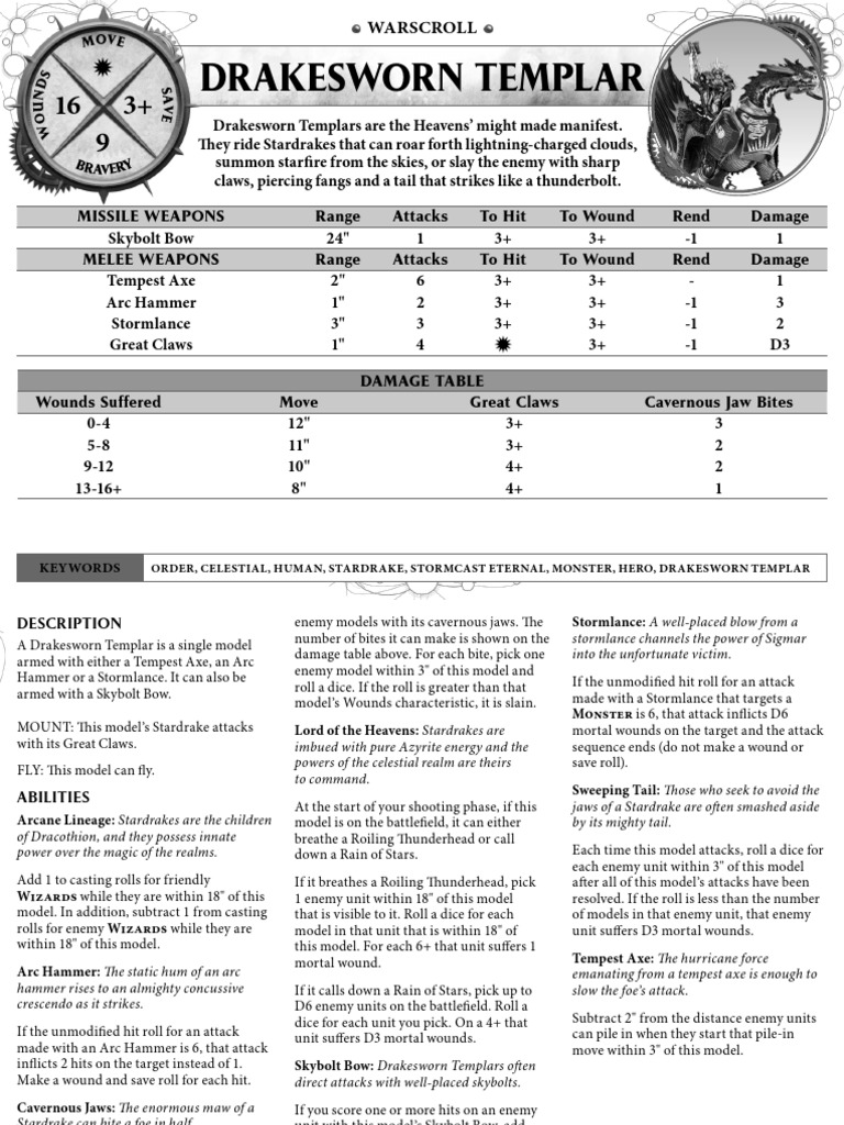 Aos Warscroll Drakesworn Templar en | PDF