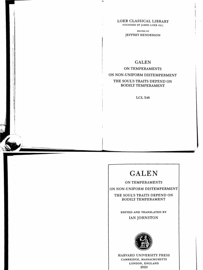 LCL546 On Temperaments. On Non-Uniform Distemperment. The Soul's Traits ...