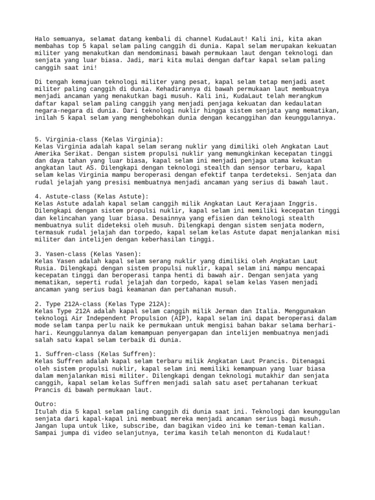 5 Kapal Selam Canggih di Dunia | PDF | Sejarah | Dewasa Muda