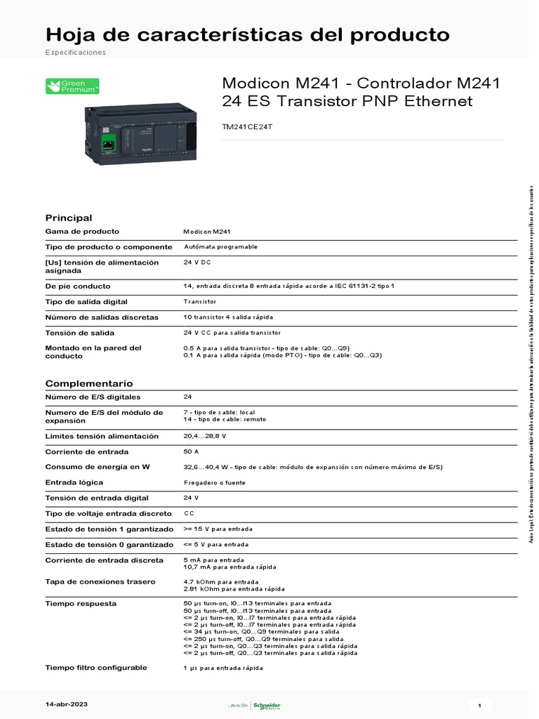 Modicon M241 - TM241CE24T | PDF