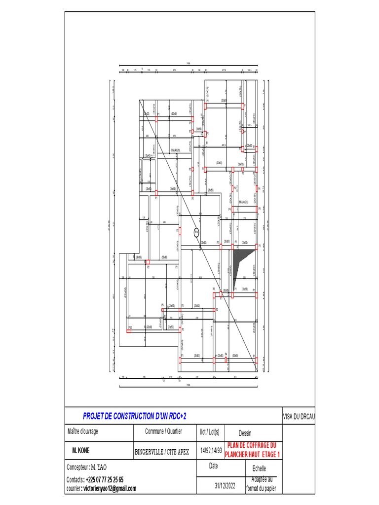 Plan de Coffrage Etage 1 - Projet M Kone | PDF
