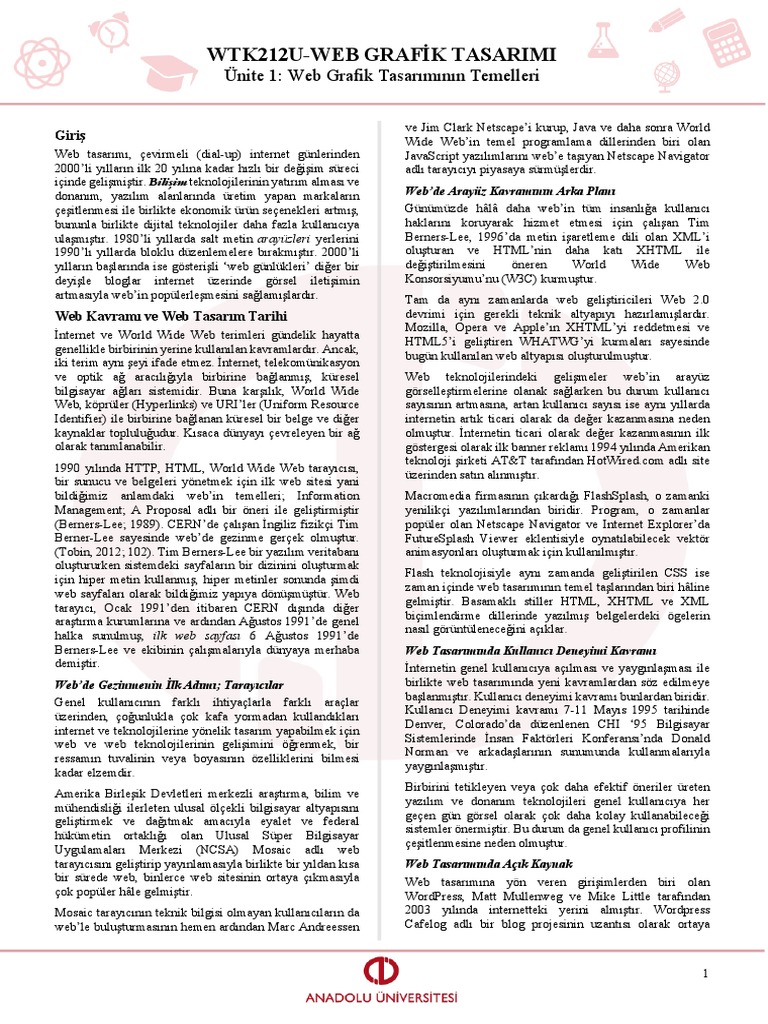 Wtk212U-Web Grafik Tasarimi: Ünite 1: Web Grafik Tasarımının Temelleri ...
