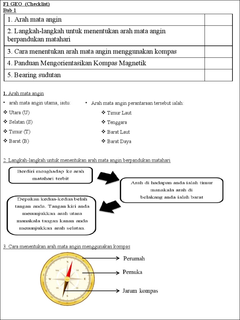 f1 Geo Bab 1 - 4 Checklist +nota | PDF