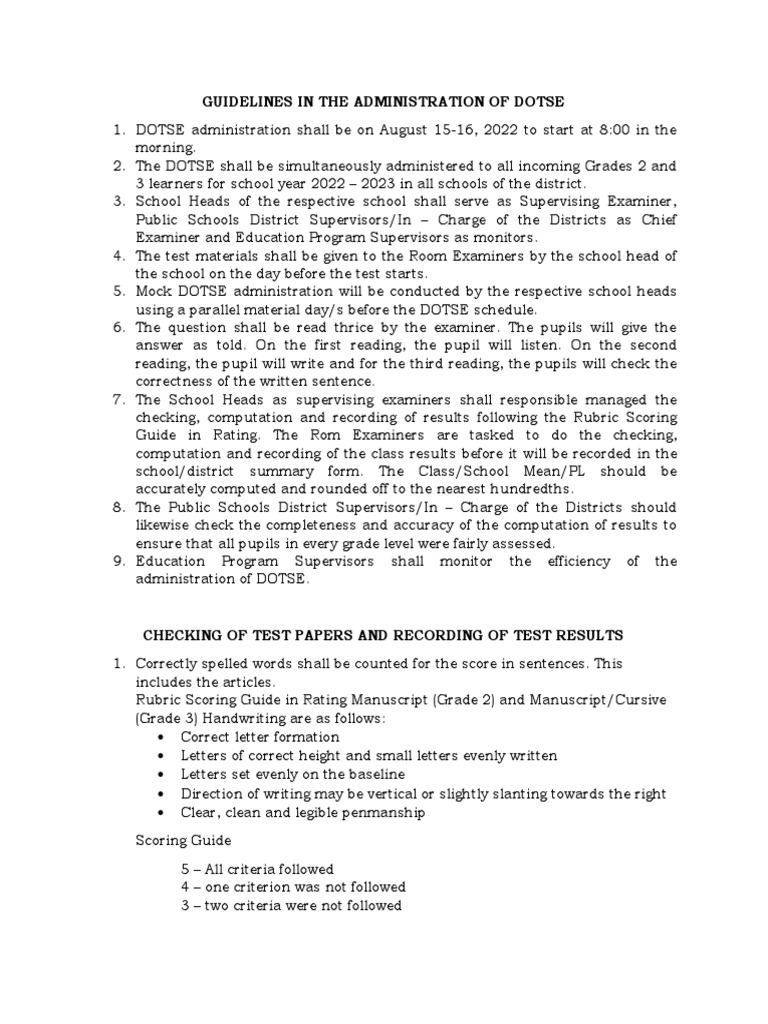 Guidelines in The Administration of Dotse | PDF | Career & Growth