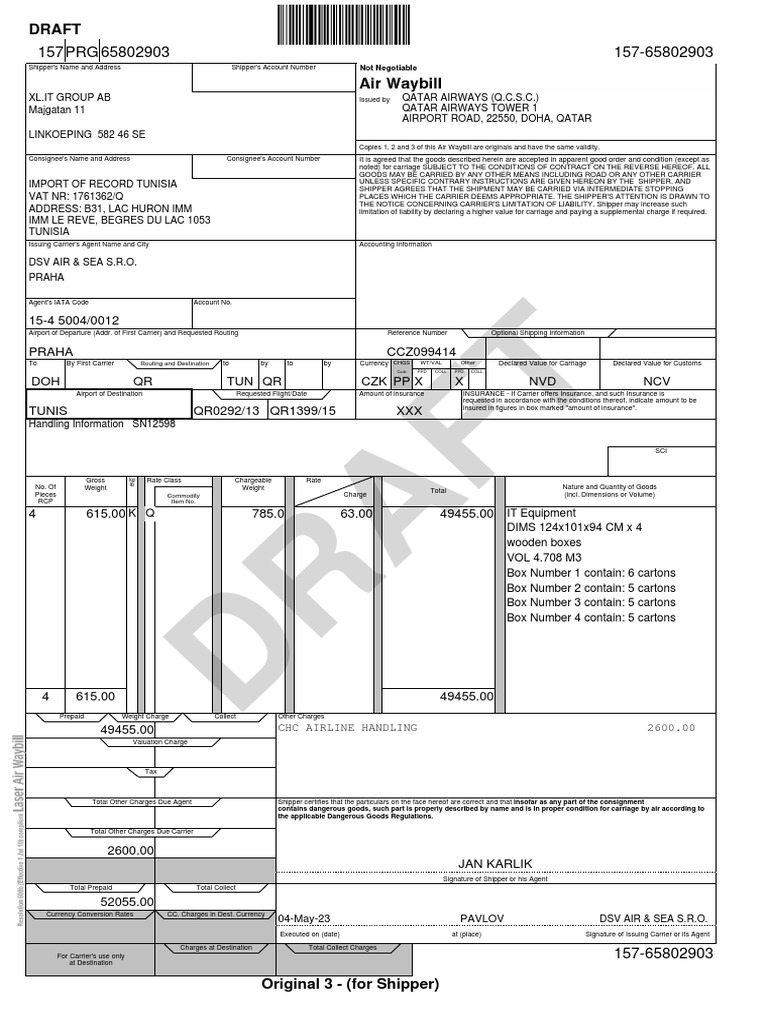 Original 3 - (For Shipper) - 157-65802903 | PDF