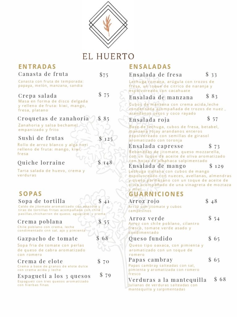 Menú del Huerto: Sushi y Ensaladas | PDF