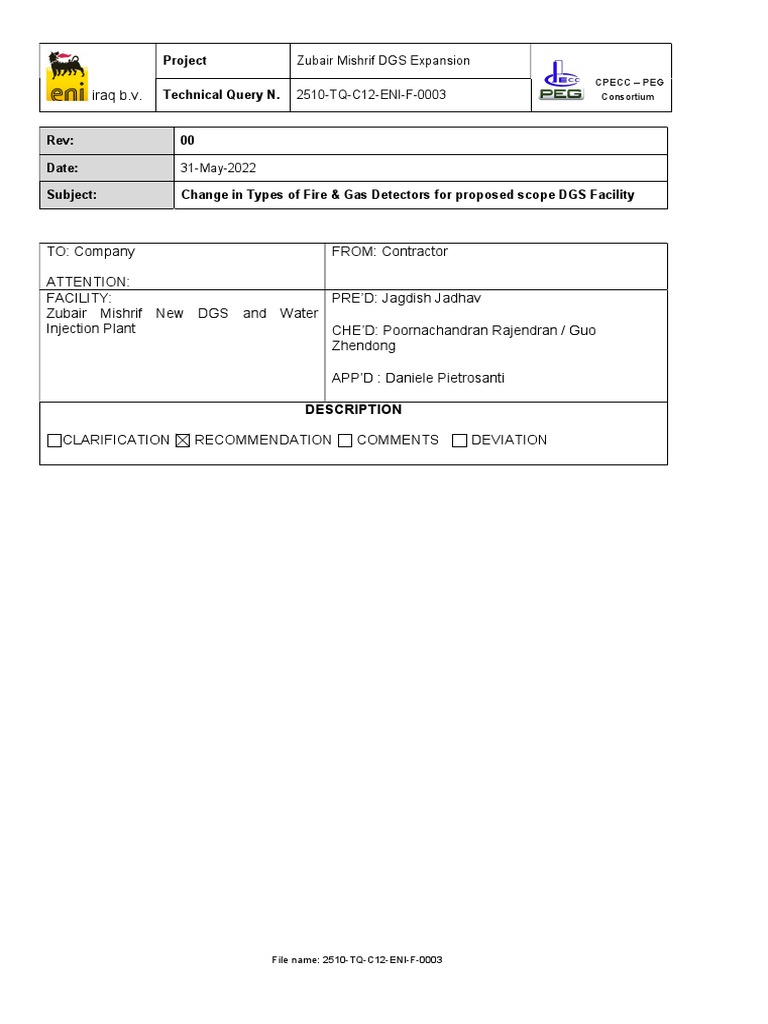 Project Zubair Mishrif DGS Expansion Technical Query N. 2510-TQ-C12-ENI ...
