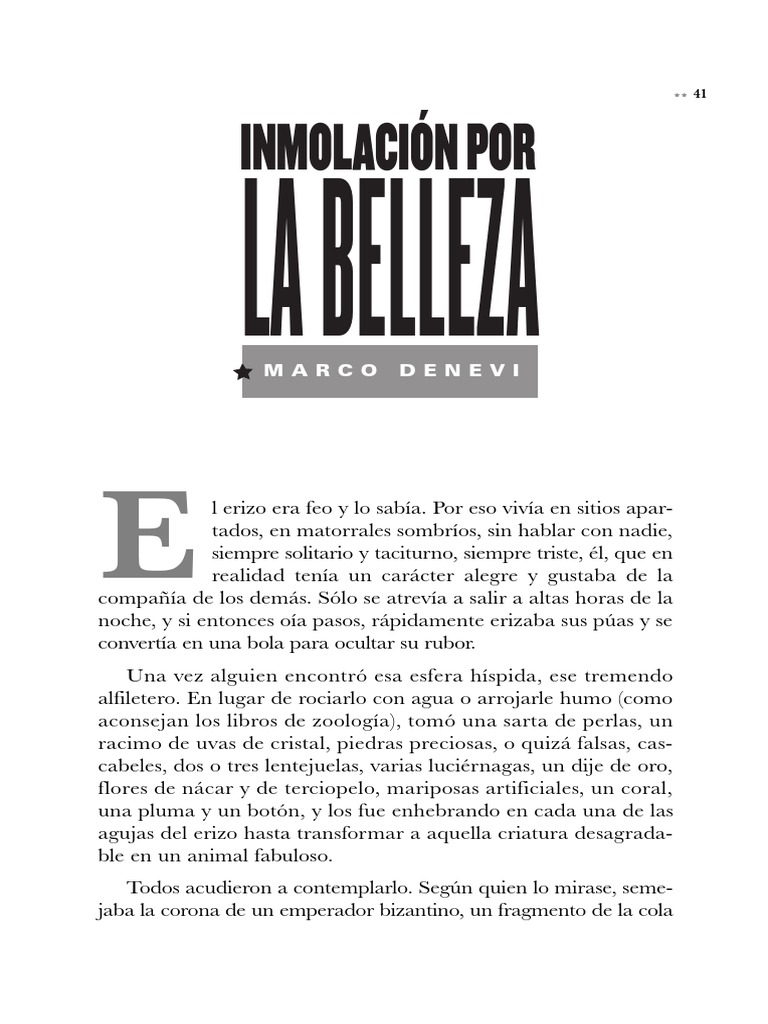 Inmolación Por La Belleza de M. Denevi | PDF