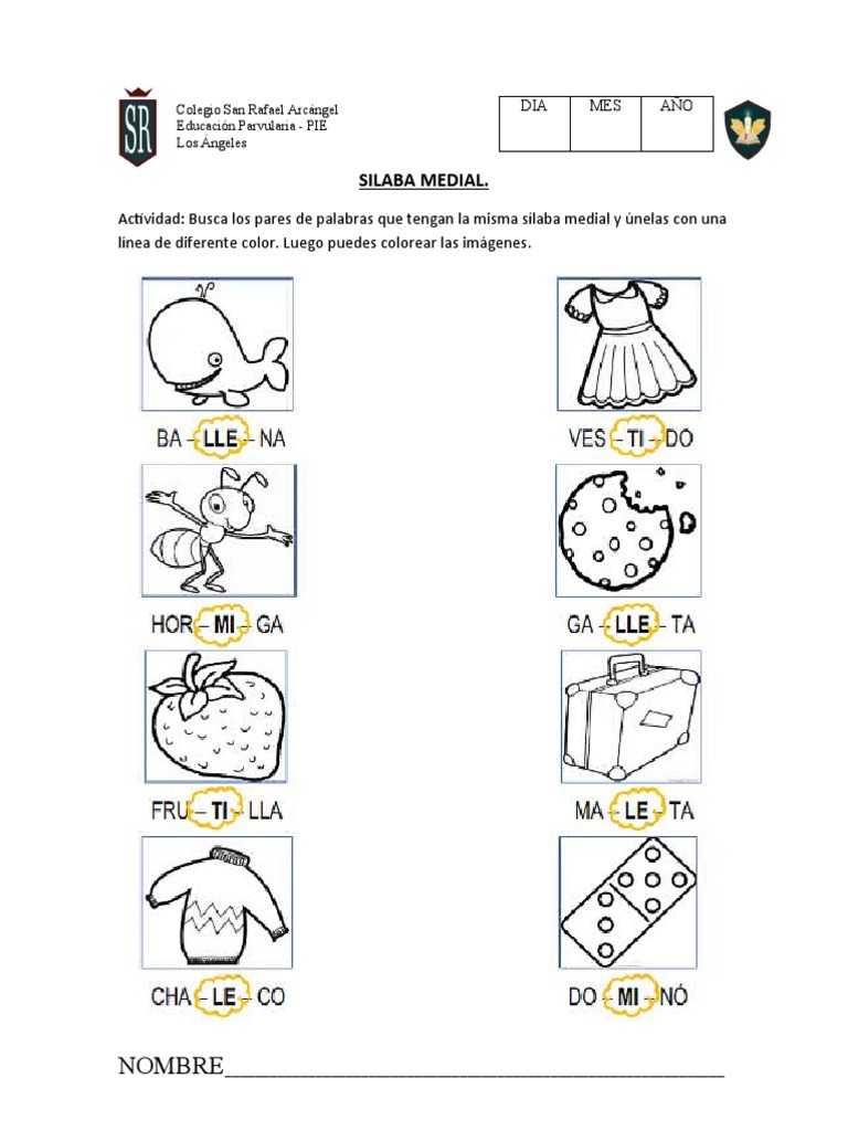 Actividad de Silaba Medial | PDF