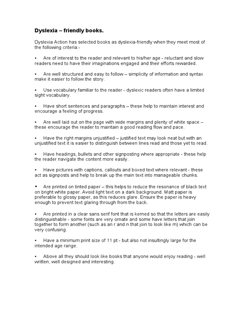 Document Dyslexia Friendly Books | PDF | Audiobook | Writing