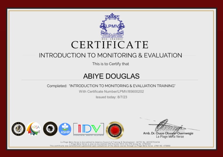 Certificate Monitoring and Evaluation | PDF