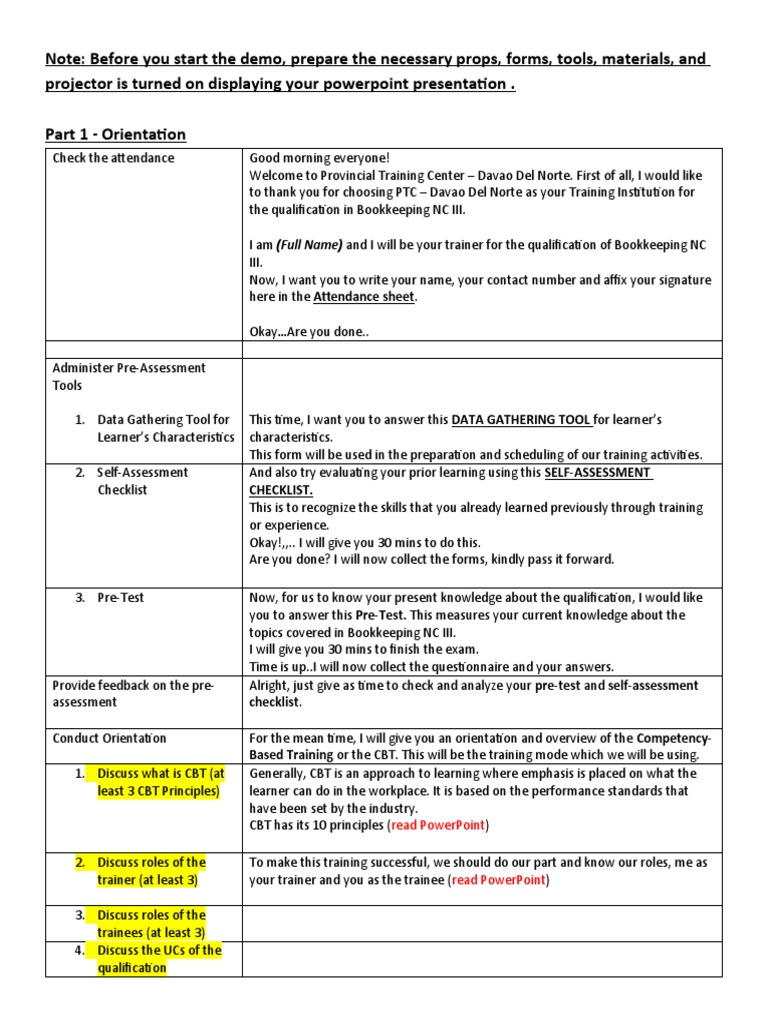 BKP NC III Training Script | PDF | Cognition | Learning