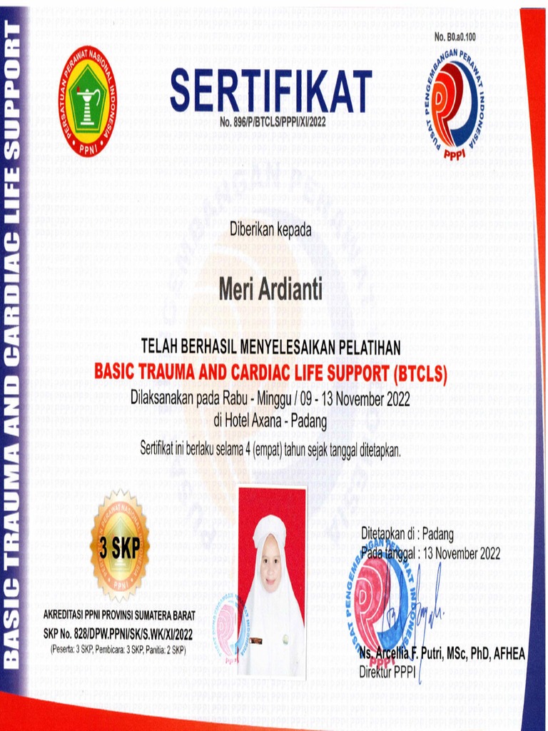 Sertifikat Btcls - Meri Ardian | PDF
