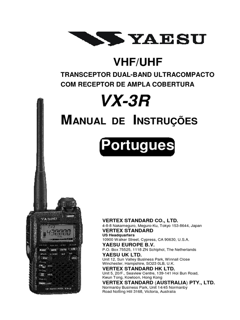 Manual Radio Yaesu Vx-3r Portugues Basico | PDF