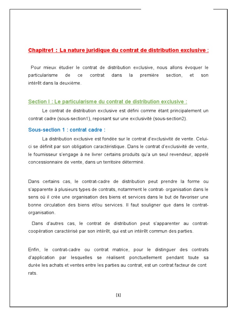 Contrat de Distribution Exclusive | PDF