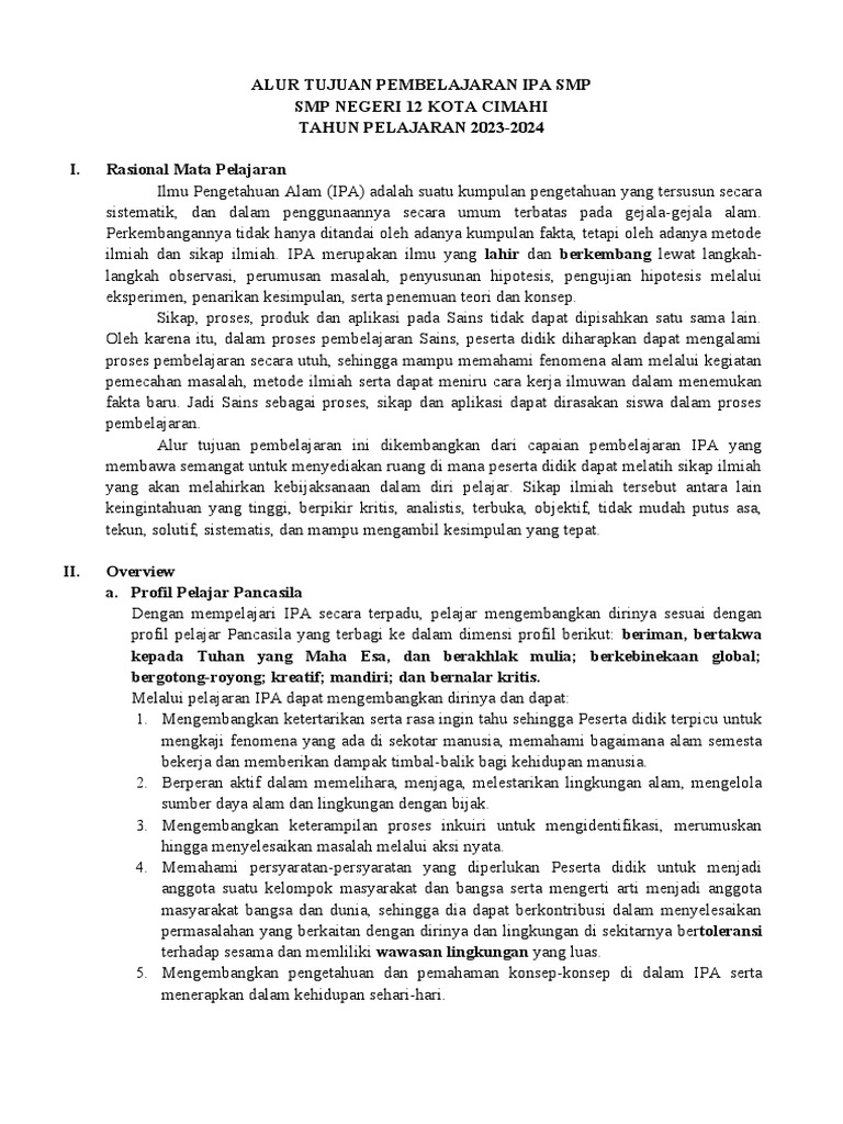 Atp Ipa Kelas 7 | PDF