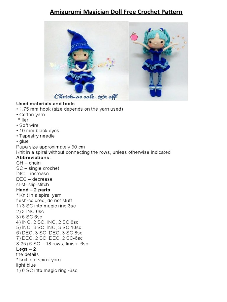 Amigurumi Magician Doll Free Crochet Pattern | PDF | Crochet | Knitting