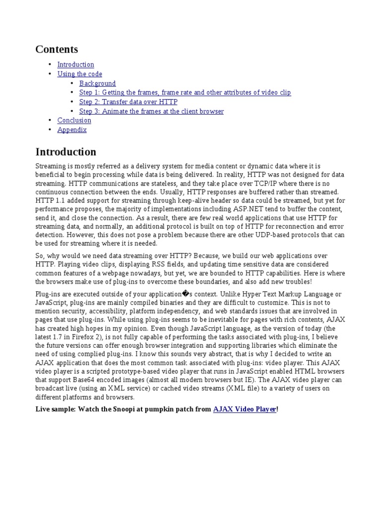 Ajax Video Player Javascript Pdf Hypertext Transfer Protocol Web Browser