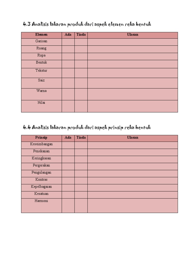 4.3 Analisis Lakaran Produk Dari Aspek Elemen Reka Bentuk: Garisan ...
