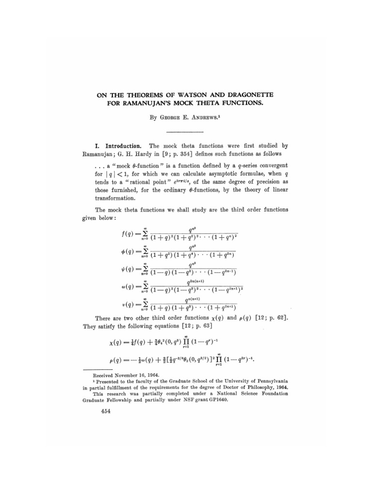 On The Theorems of Watson and Dragonette For Ramanujan's Mock Theta ...