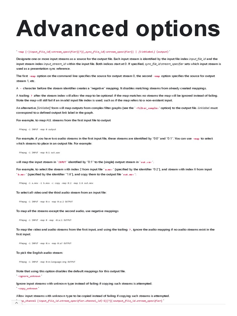 Advanced Options - FFmpeg | PDF | Streaming Media | Parameter (Computer Programming)