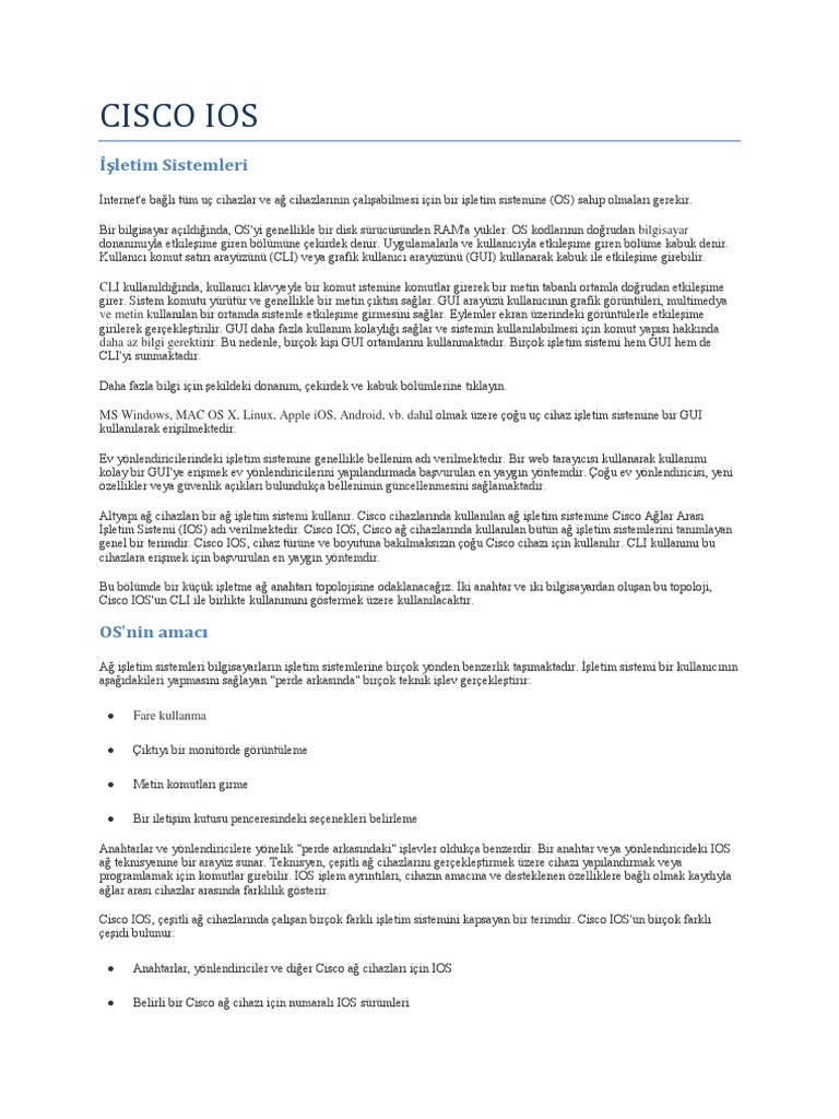 Cisco Ios: İşletim Sistemleri | PDF