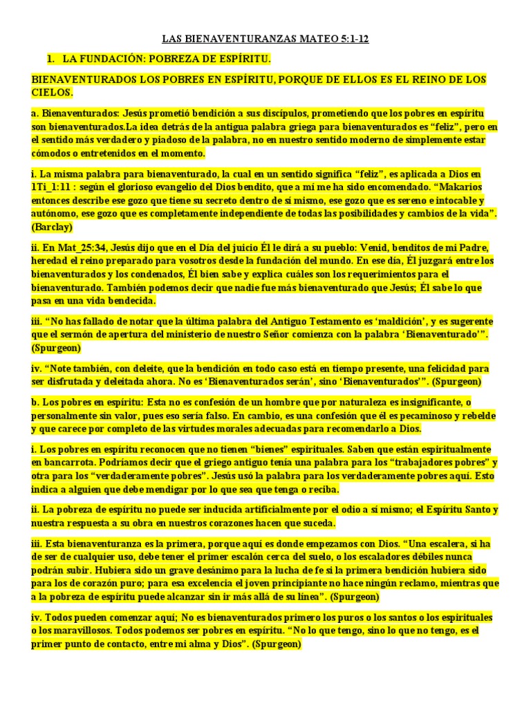 Las Bienaventuranzas Mateo 5 | PDF