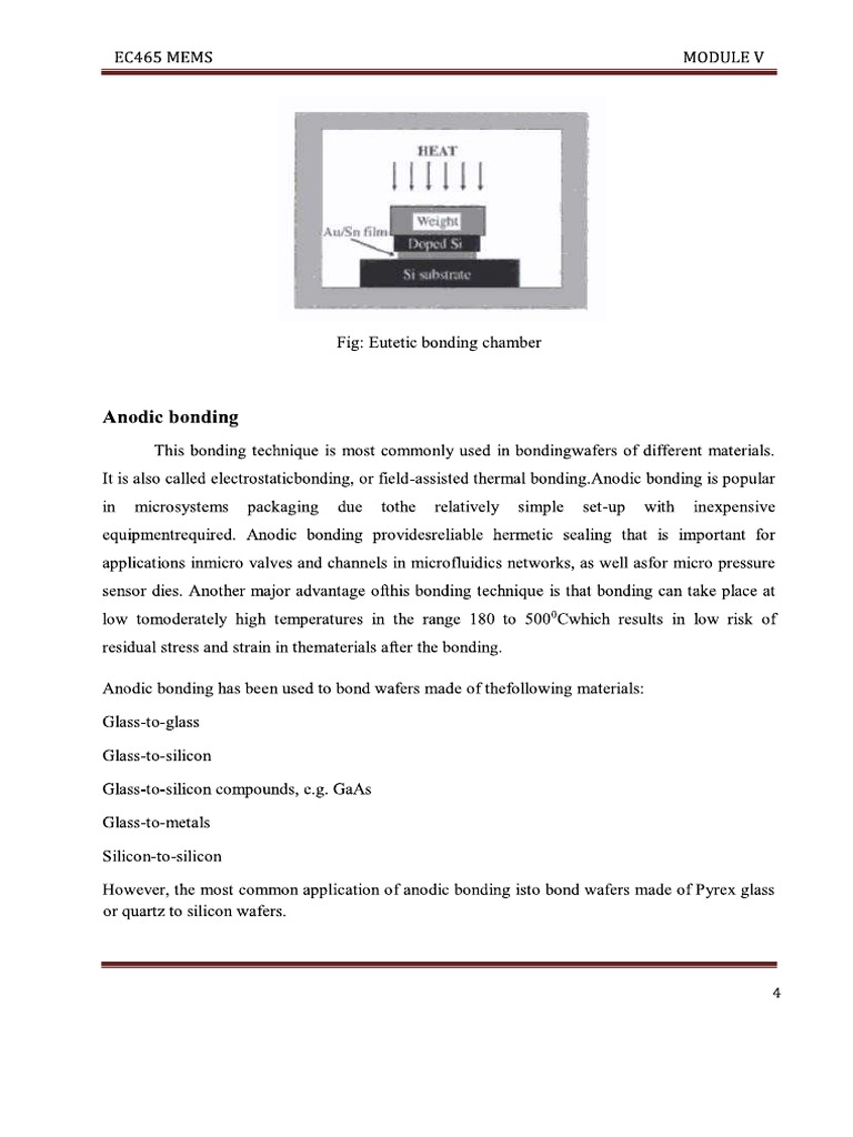 Explain Anodic Bonding With Figures | PDF