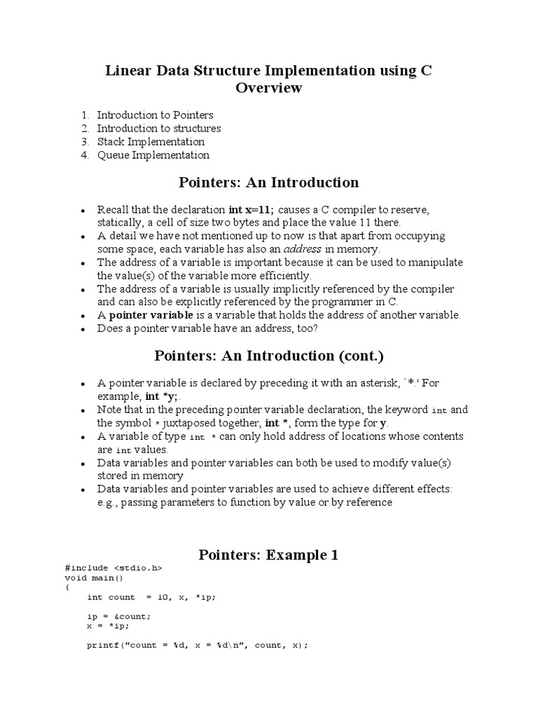 CSC 302 Linear Data Structure Implementation Using C | PDF CSC 302 Linear Data Structure Implementation Using C | PDF