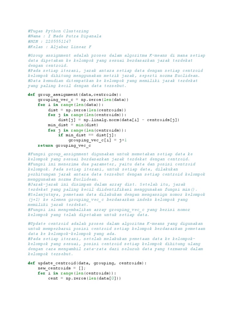 Implementasi K-Means Clustering di Python | PDF