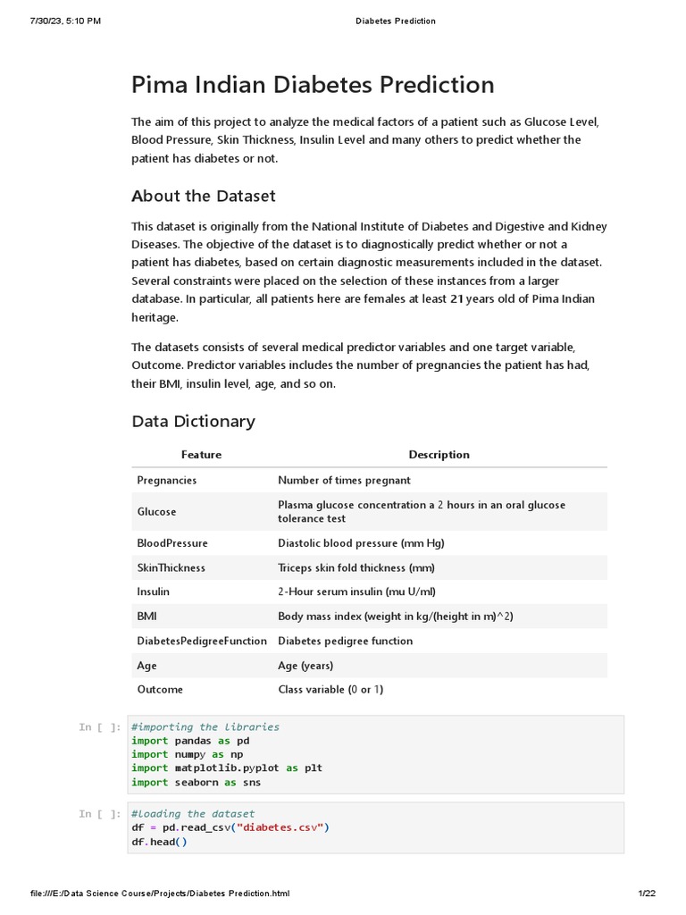 Pima Indian Diabetes Prediction | PDF | Accuracy And Precision | Diabetes