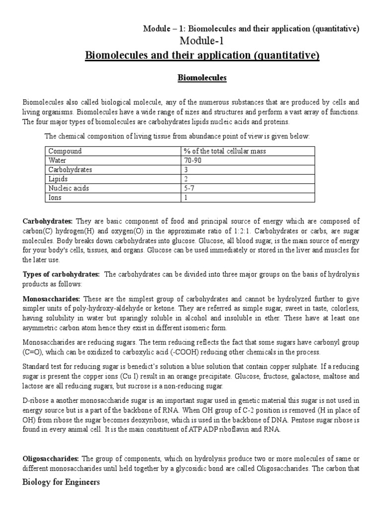 Classifying Biomolecules: Monomers vs. Polymers | PDF | Wellness ...