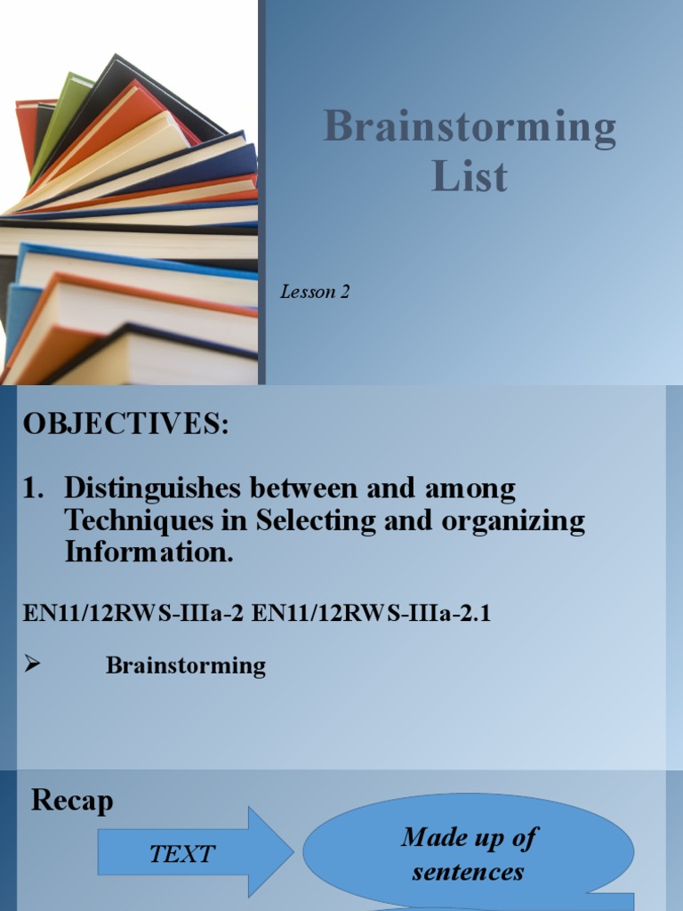 2nd Brainstorming List and Graphic Organizer | PDF