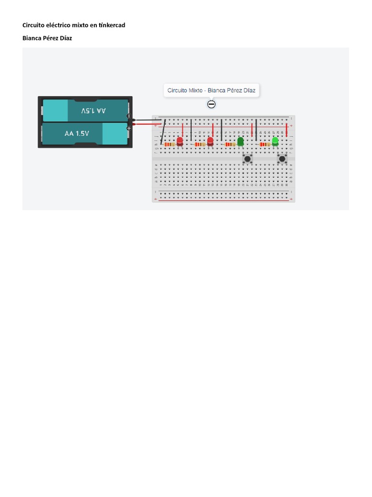 Circuito Eléctrico Mixto en Tinkercad-Bianca Pérez | PDF