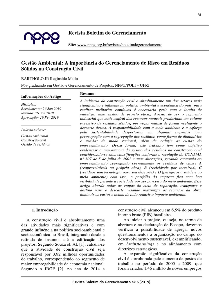 2019 - Gestão Ambiental - A Importância Do Gerenciamento de Risco em ...