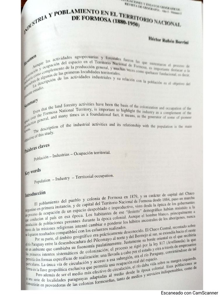 Borrini IndustriaypoblamientoenTNFormosa | PDF