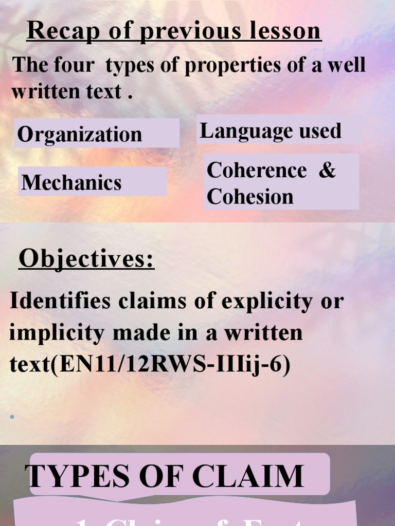 6th TYPES OF CLAIM NEW | PDF