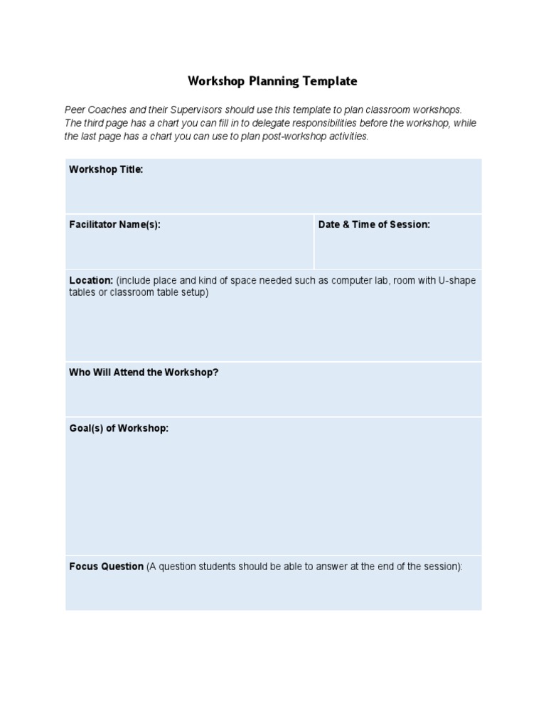 Workshop Planning Template Guide | PDF