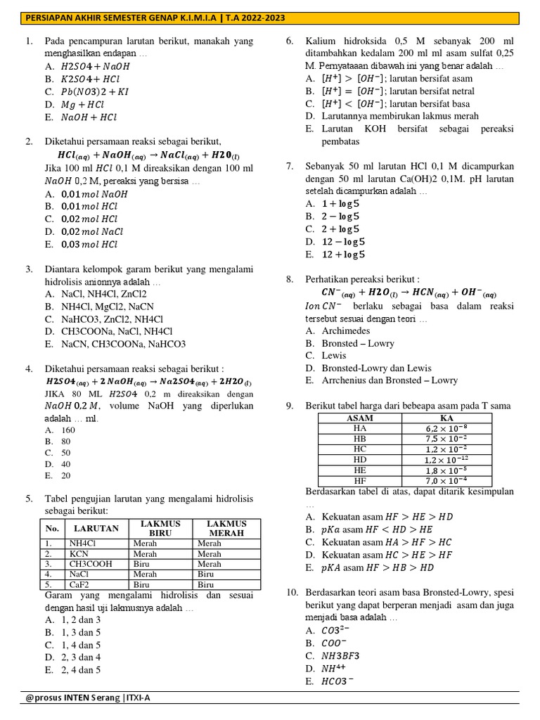 Pat Genap - Kimia | PDF