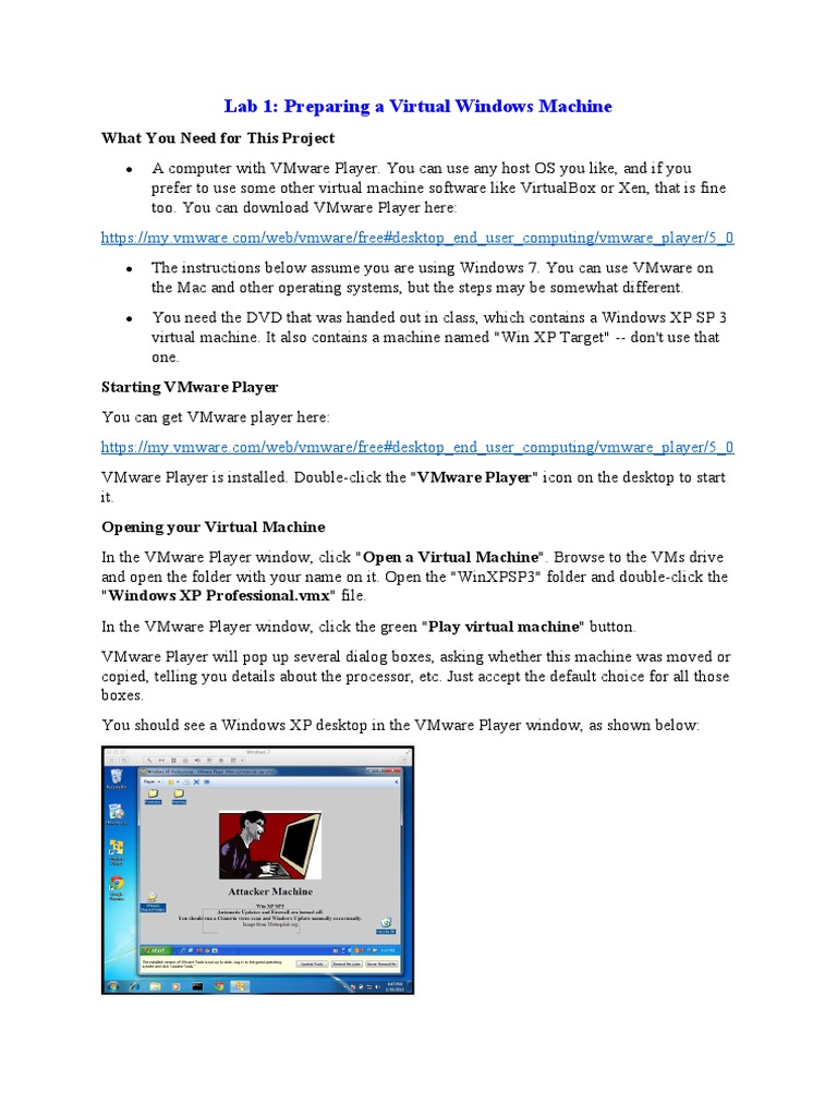 Setup Virtual Windows Machine Lab Guide | PDF