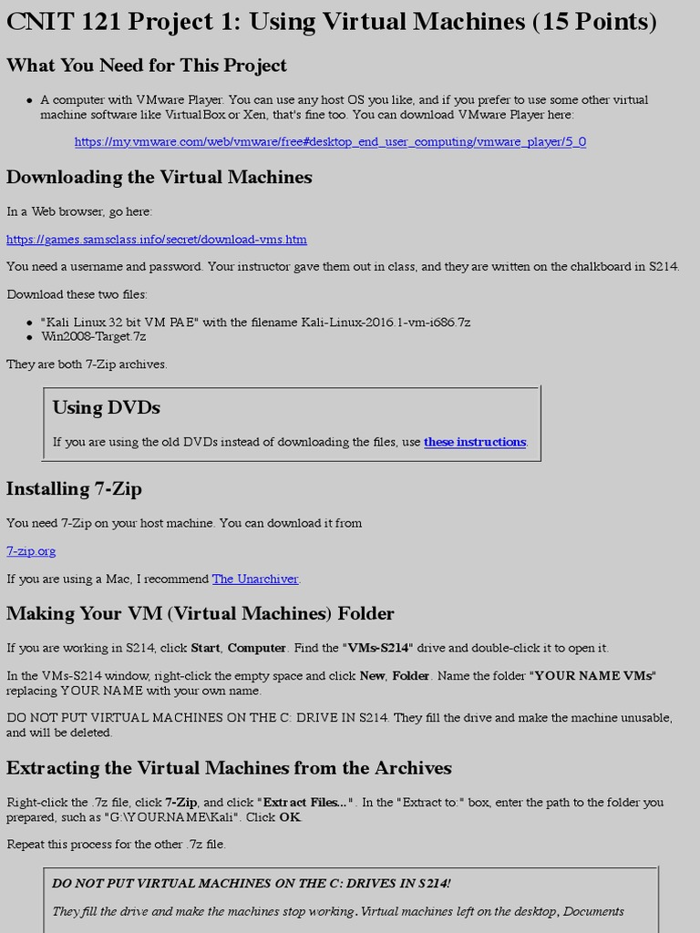 Lab 1 Using Virtual Machines | PDF