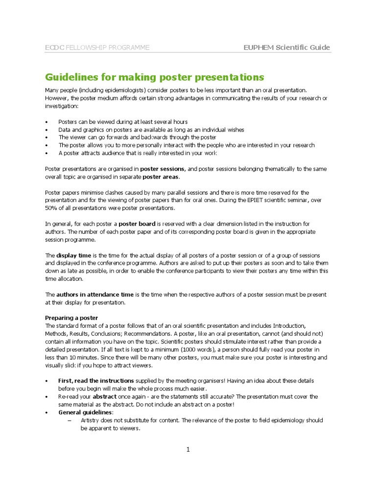 Guidelines for Effective Poster Presentations | PDF | Graphics | Poster