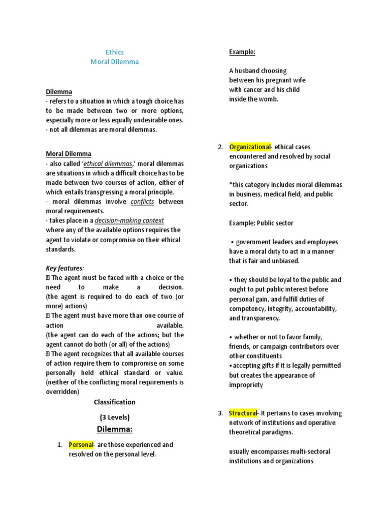 Moral Dilemma Notes | PDF
